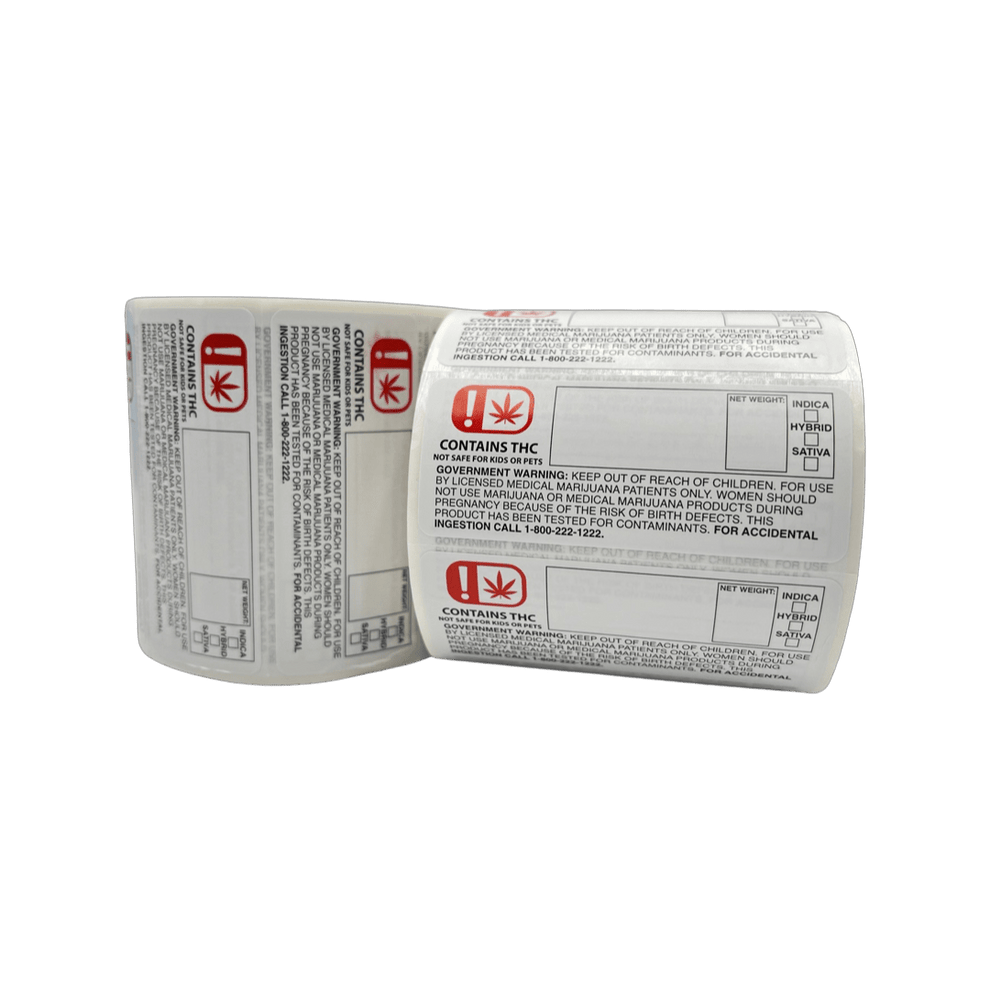 Oklahoma 3x1 THC Compliance Labels (Roll of 1,000) – Bag King